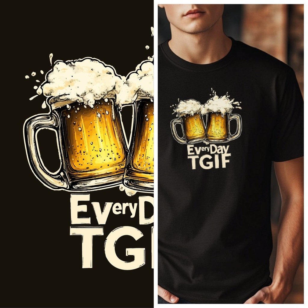 PIXIE'S TGIF Beer Graphic Tee (Comfy Cotton & Unisex Cutting) | Shopee ...