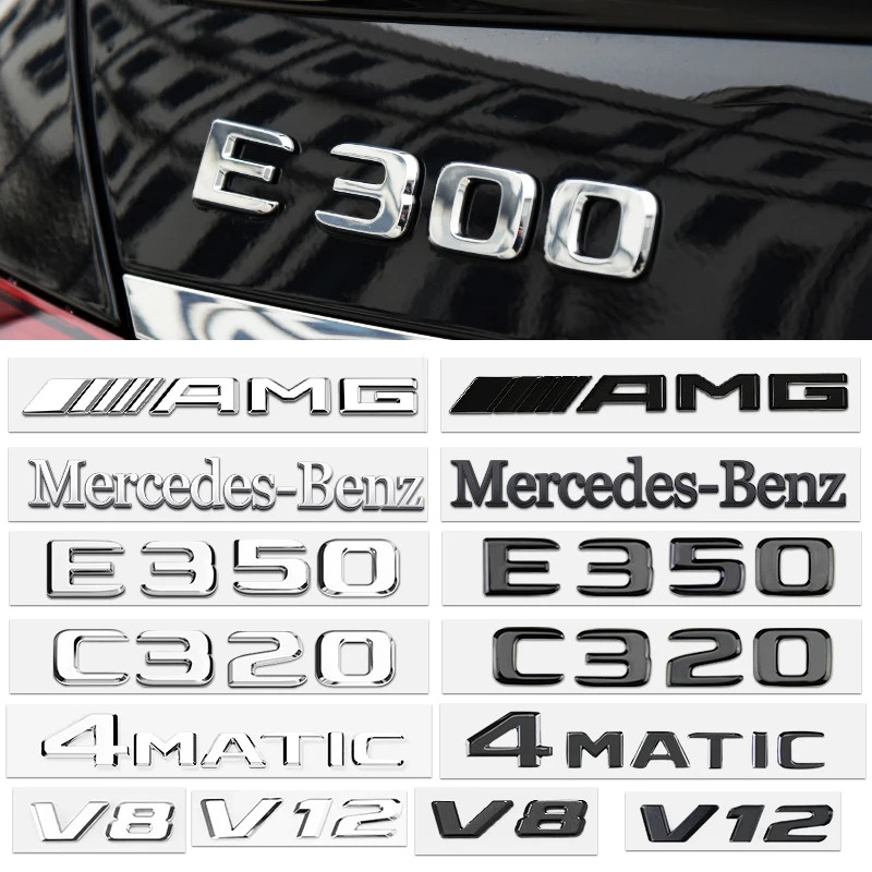 3D Car Styling Letter Logo Sticker For Mercedes Benz C180 C200 C63 C300 ...