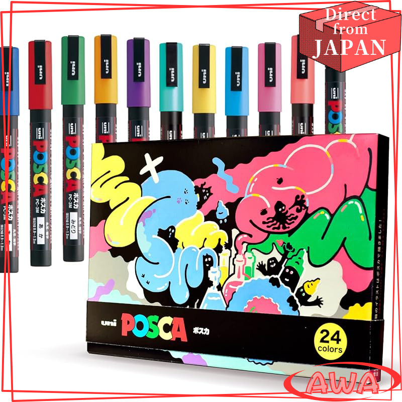 Mitsubishi Pencil Uni POSCA Water-Based Pen Set - Fine Point PC-3M - 24 ...
