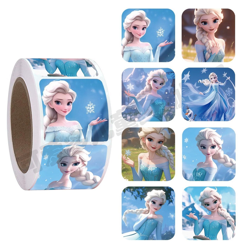 500 Stickers Roll Cartoon Cute Princess Elsa Stickers Roll Roll ...