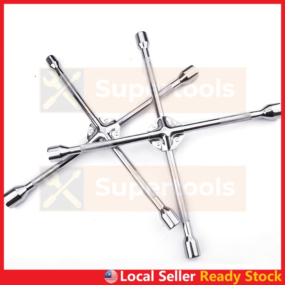Heavy Duty Cross Wrench X Spanner Lug Wrench Tyre Tire Rim Nut Opener 4 ...
