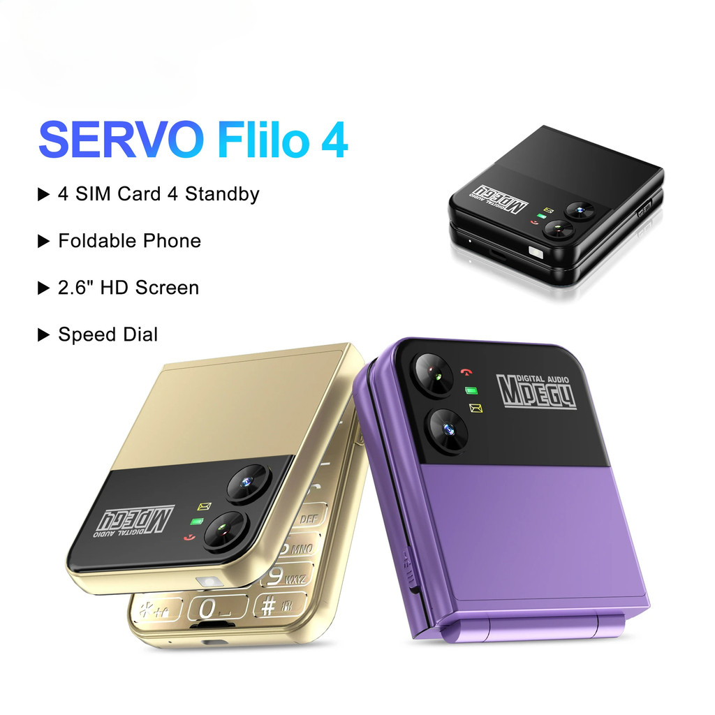 SERVO Flilo4 2G GSM Flip Phone 2.6Inch Screen Foldable Small Mobile ...