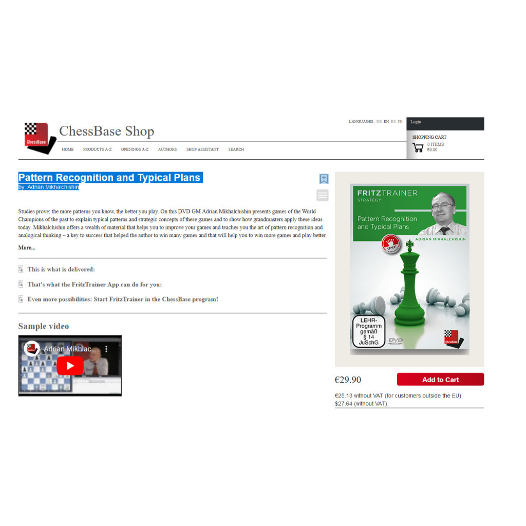 PREMIUM CHESS VIDEO | Pattern Recognition and Typical Plans by Adrian Mikhalchishin Chessbase ...