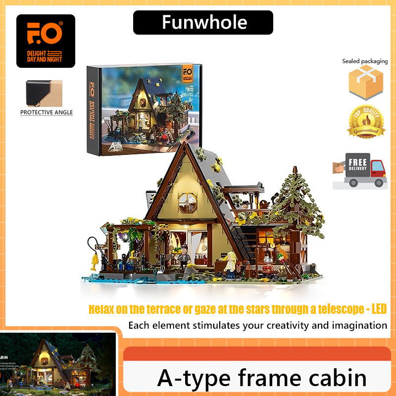 Funwhole A-type frame cabin Lighting Building Block Set-2061 Pieces ...