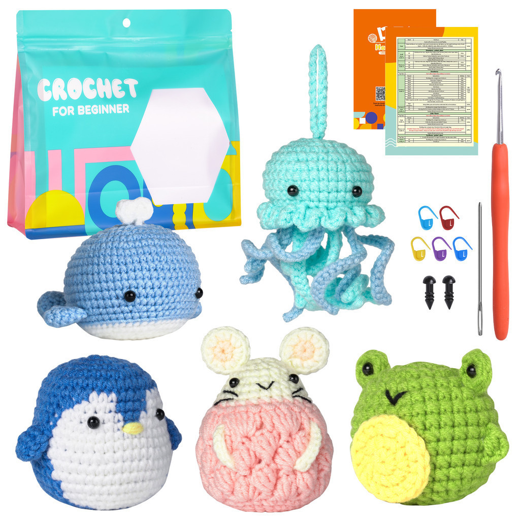 Crochet Kit with Yarn Knitting Crochet Hook for Beginners With Video ...