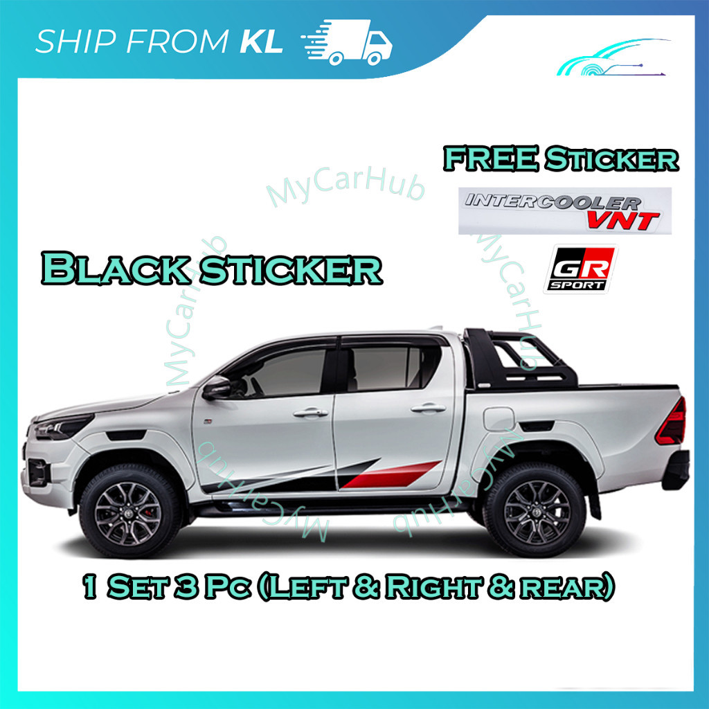 Toyota Hilux GR Sport 2023 Body Sticker Black and Red Colour | Shopee ...