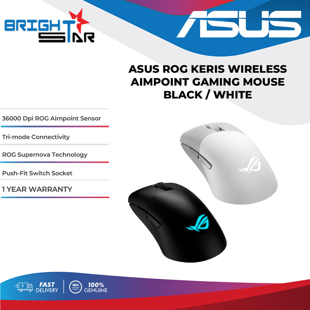 ASUS P709 KERIS Wireless AimPoint Gaming Mouse - Black/White | Shopee Malaysia