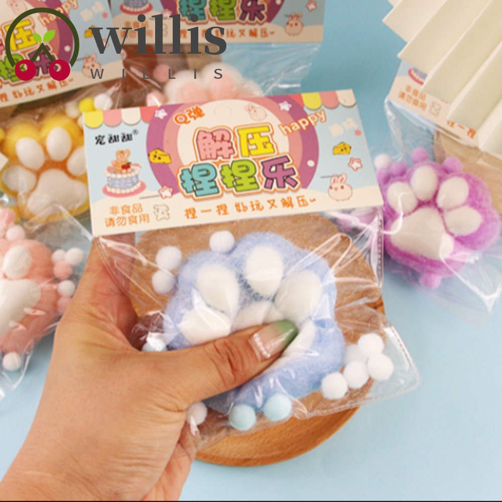 WILLIS Cat Paw Squeeze Toys, Interesting Colorful Plush Ball Cat Paw ...
