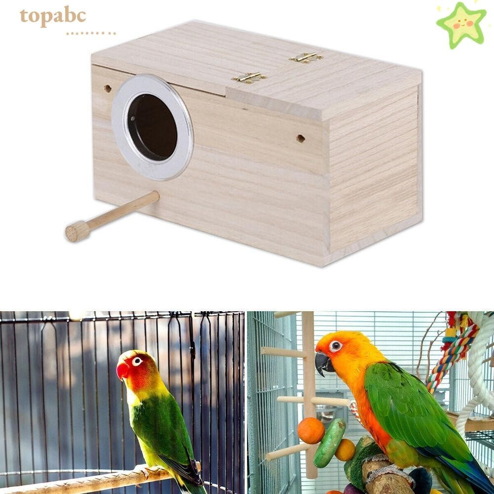 TOPABC Bird Breeding Box Budgie Wooden Lovebirds Finch Nesting House ...