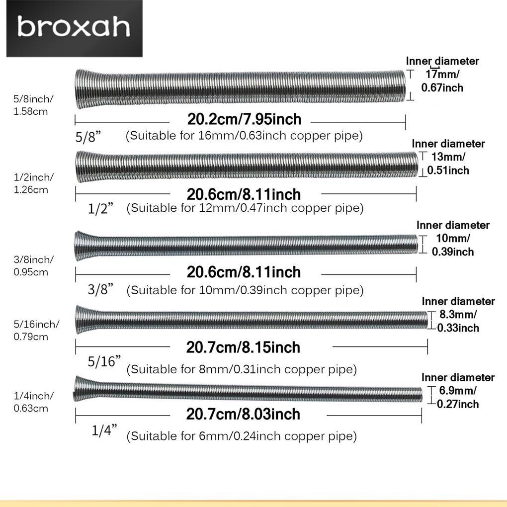 5pcs Spring Tube Bender Set Includes 1/2in Steel 1/4in Tension 5/16in 5 ...