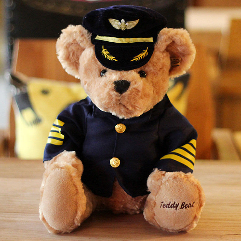 Captain Bear Stewardess Bear Pilot Doll Stuffed Animal Uniform Small ...