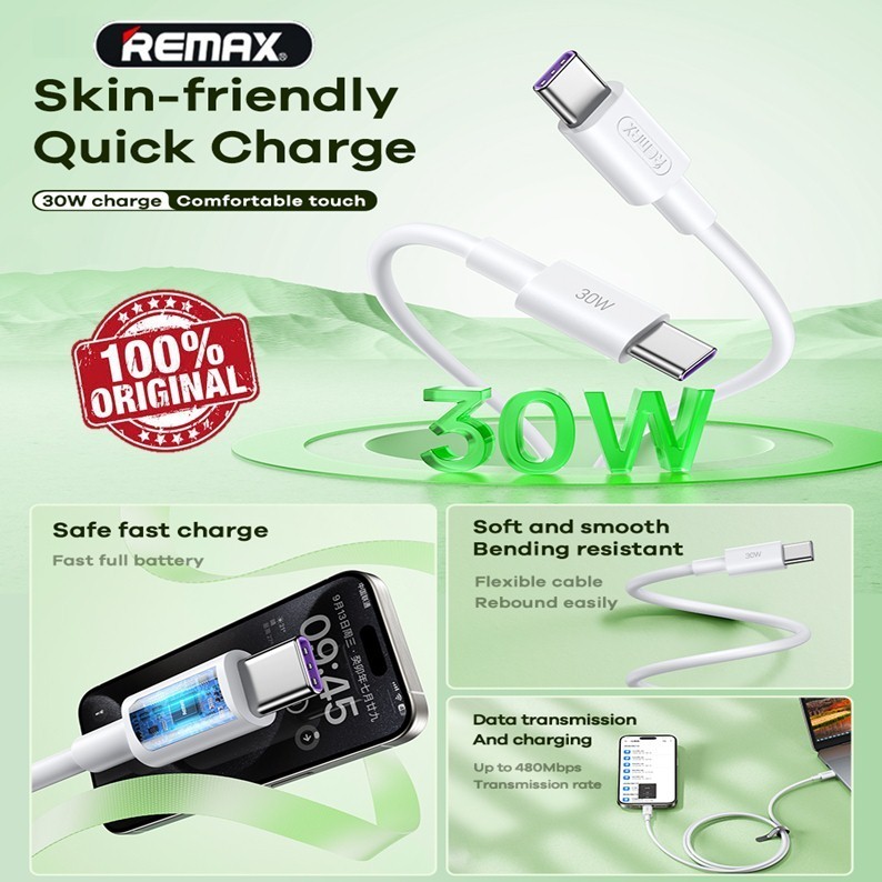 Original Remax Type C To Type C 30W Super Fast Charging PD Data Cable ...
