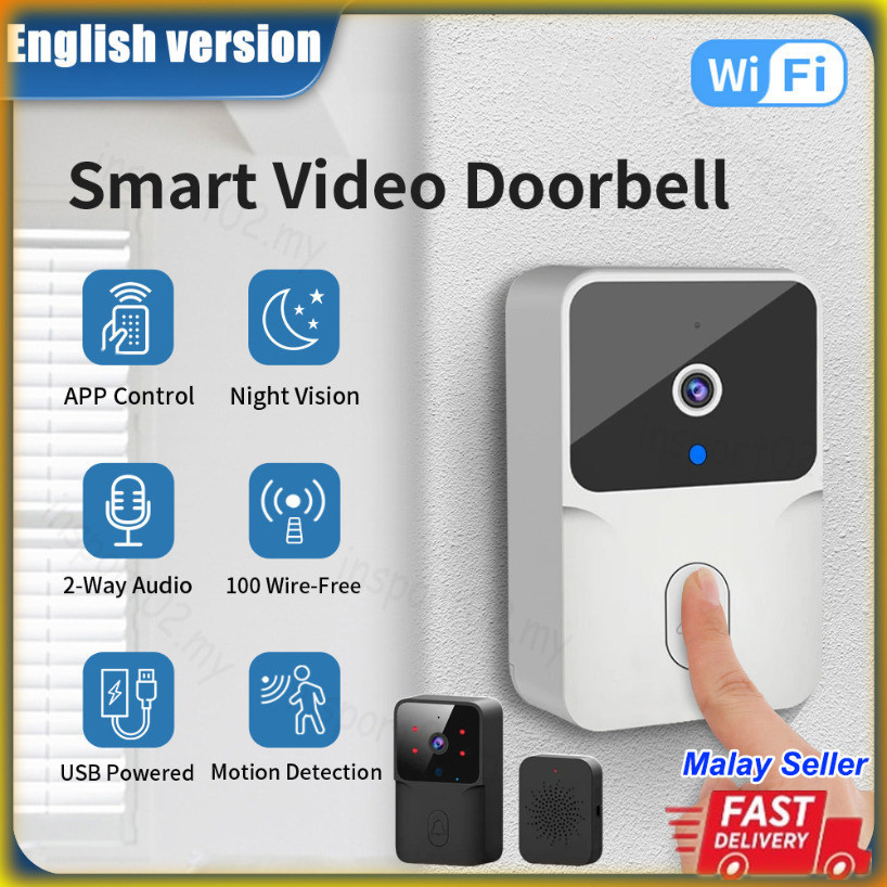 Wireless Intelligent Wifi Doorbell HD Camera Visual Intercom with Chime ...