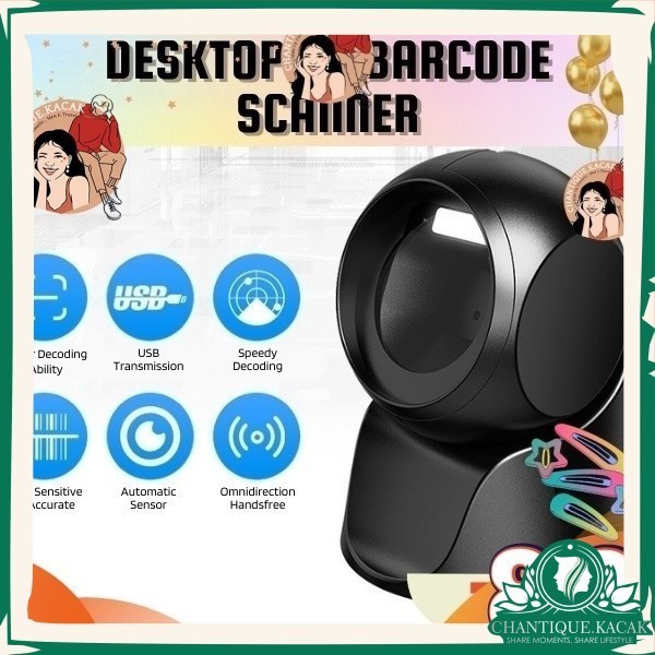 CK~ Barcode Scanner 2D Omni Laser Stand Table USB Screen Adjustable QR ...