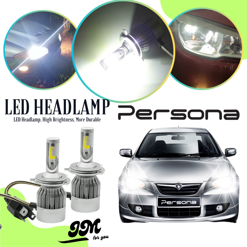 PERSONA OLD HEADLAMP LED BULB FAN WHITE 6000K Car Head Light Lamp ...