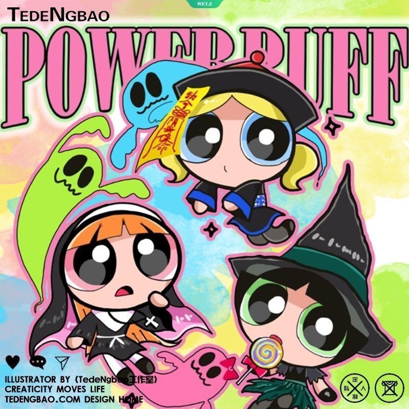 Halloween Dark Wind The Powerpuff Girls Cartoon Printing Couples ...