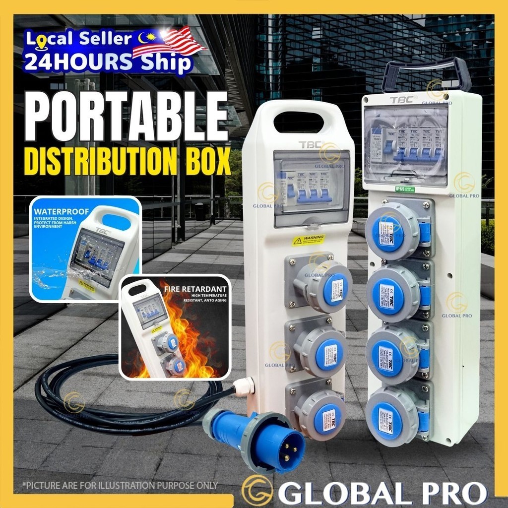 TBC 16A Portable Distribution Box 3/4 Way For Sites DB BOx Junction Box ...