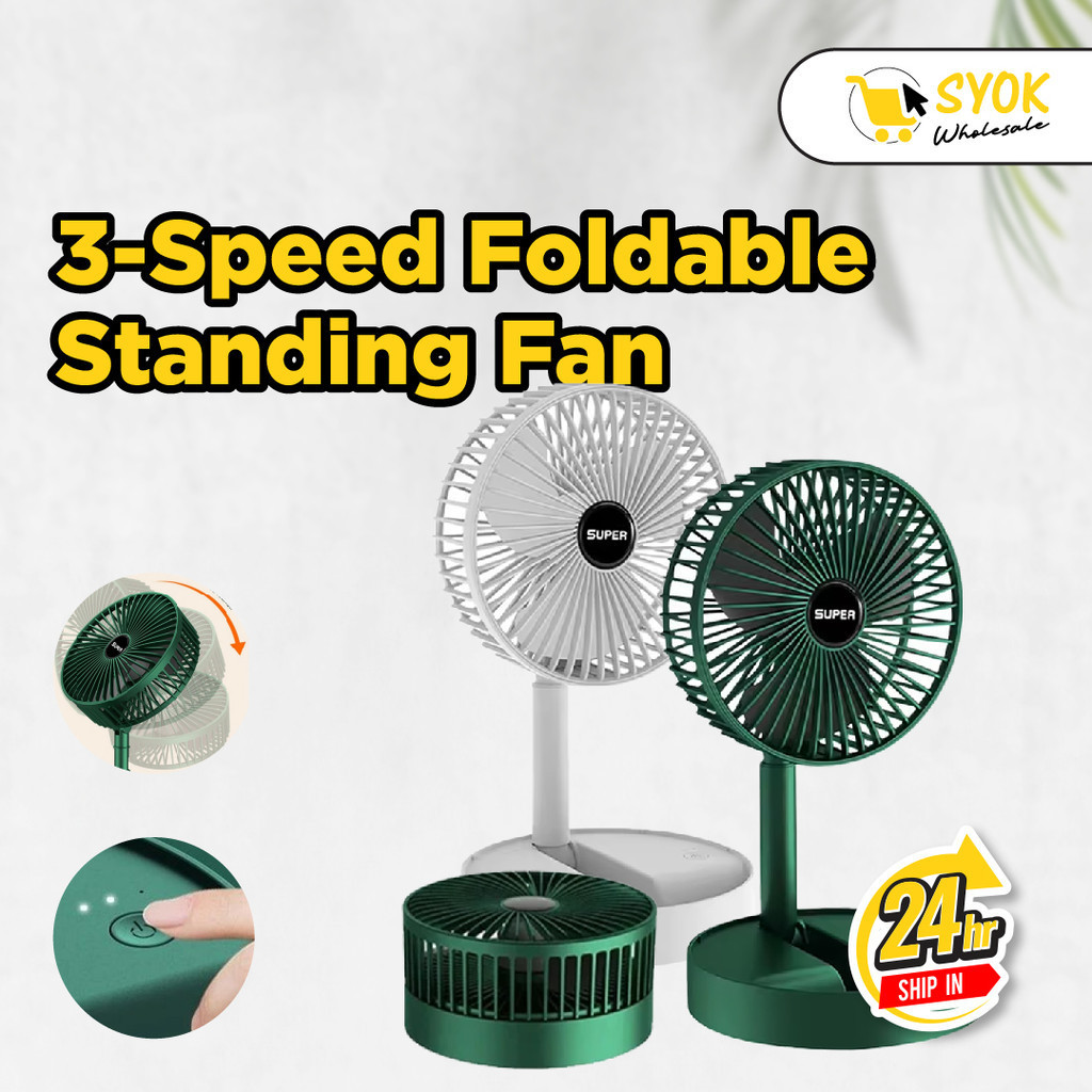 [Foldable Standing Fan] 3-Speed Portable Folding / Standing Electric ...