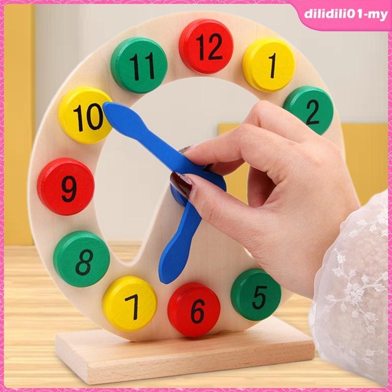 [DilidilidaMY] Kids Toy Wood Teaching Clock Telling Time Seconds ...