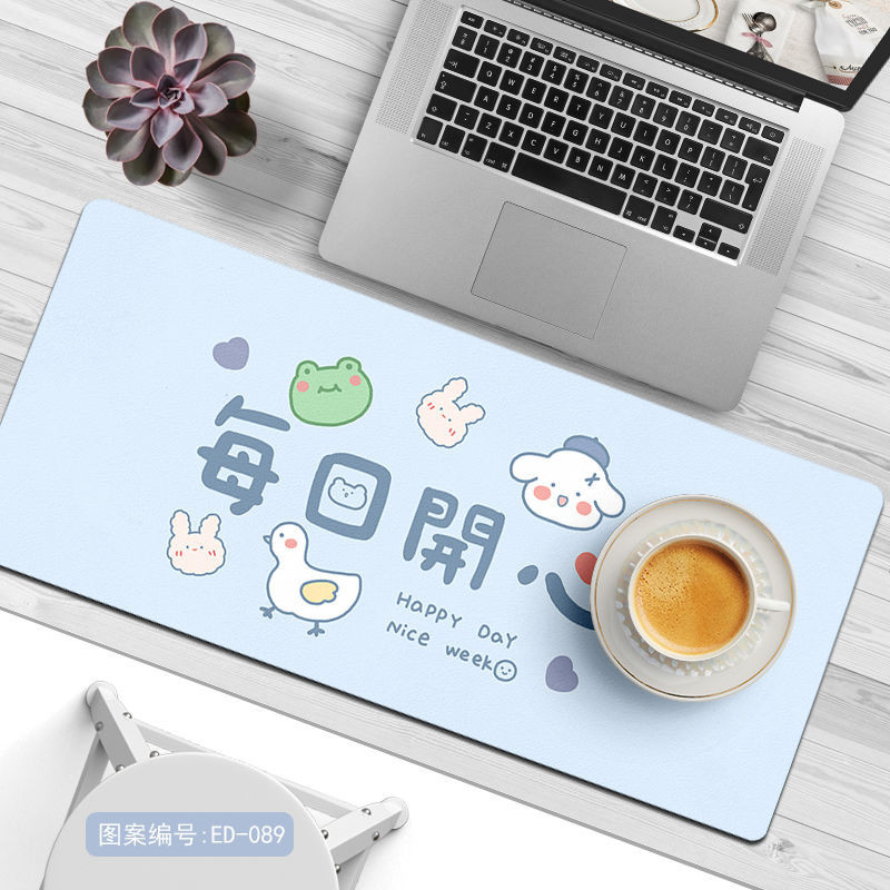 Leather Pad Cute Girl Cartoon Waterproof Oversized Mouse Pad Laptop Pad ...
