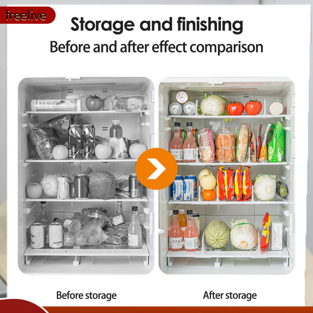 freelive| Fridge Organizer Adjustable Fridge Divider Shelf Organizer ...