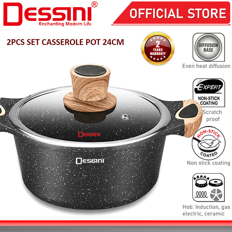 DESSINI Italy Casserole Die Cast Aluminium Induction Non-Stick Pot ...