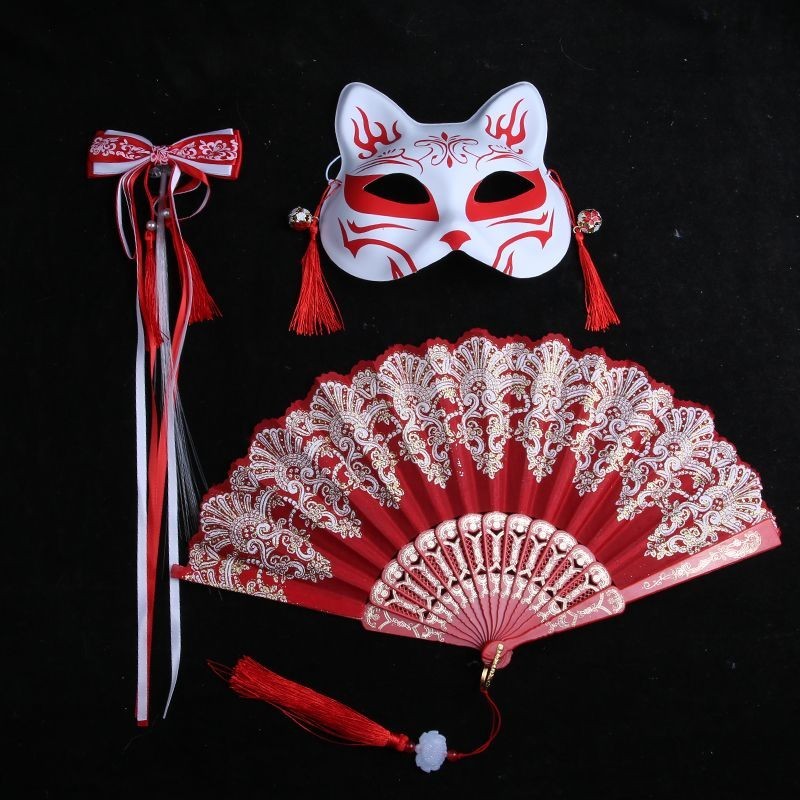 Influencer New Style Fox Mask Set with Costume Bow Luminous Hair Clip ...