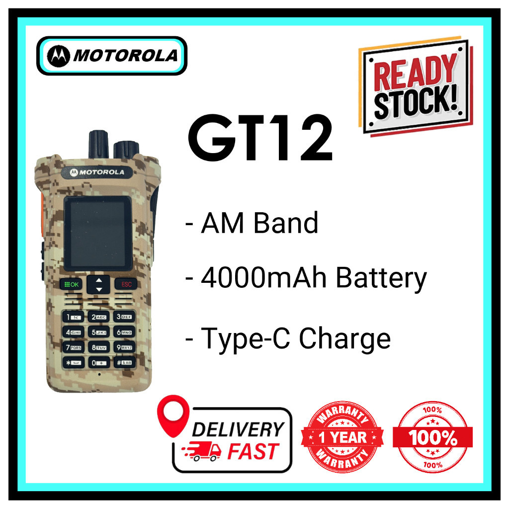 Motorola GT12 Walkie Talkie High Power 10W 4000mAh Big Battery | Shopee ...
