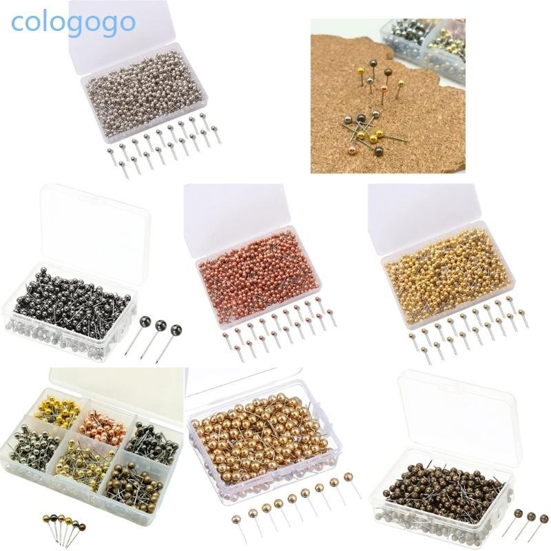 COLO 480 500Pcs Metallic Push Pins Ball-shape Pushpin Metallic Map Pin ...