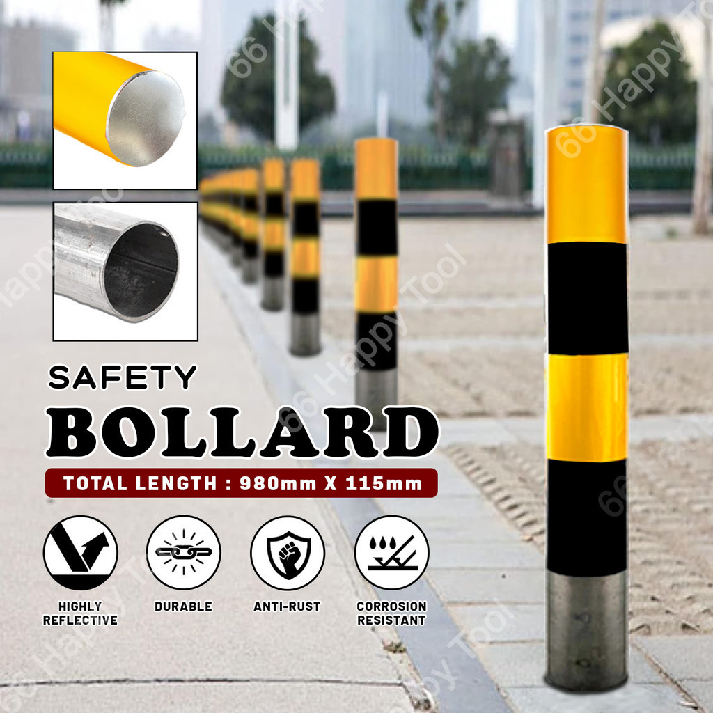 980MM Safety Pre-embed Warning Column Steel Bollard Reflective Traffic ...