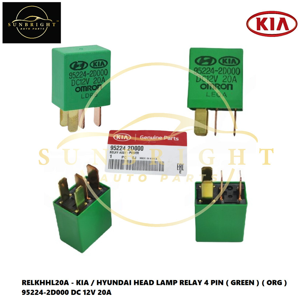 KIA / HYUNDAI HEAD LAMP RELAY 4 PIN ( GREEN ) ( ORG ) 95224-2D000 DC ...