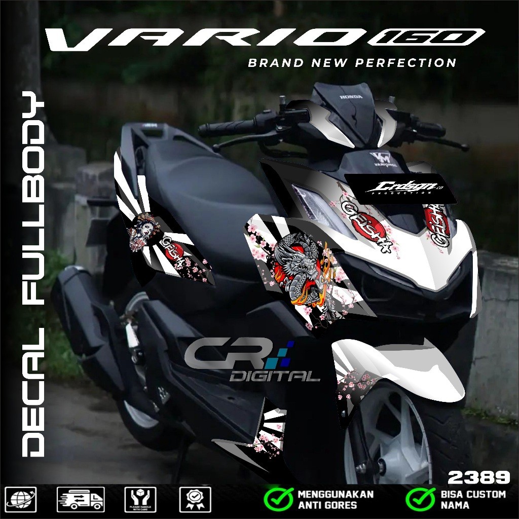 Decal Sticker Vario 160 2022 2023 Full body Latest DRAGON SAKURA GEISHA ...