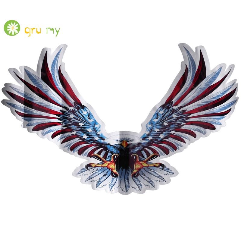 1 Set/4Pcs Car Decal Flying Hawk Auto Truck Hood Side Eagle USA Flag ...