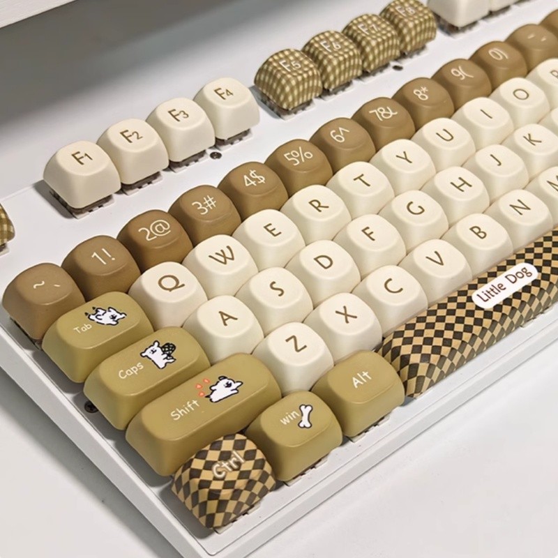 Checkered Pup Cute Dog PBT Dye-Sub MOA Custom Keycap Set for Mechanical ...