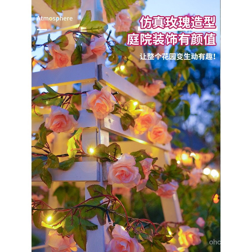 Lampu Luar Solar Lampu Taman Patio Hiasan Bunga Mawar String Lampu ...