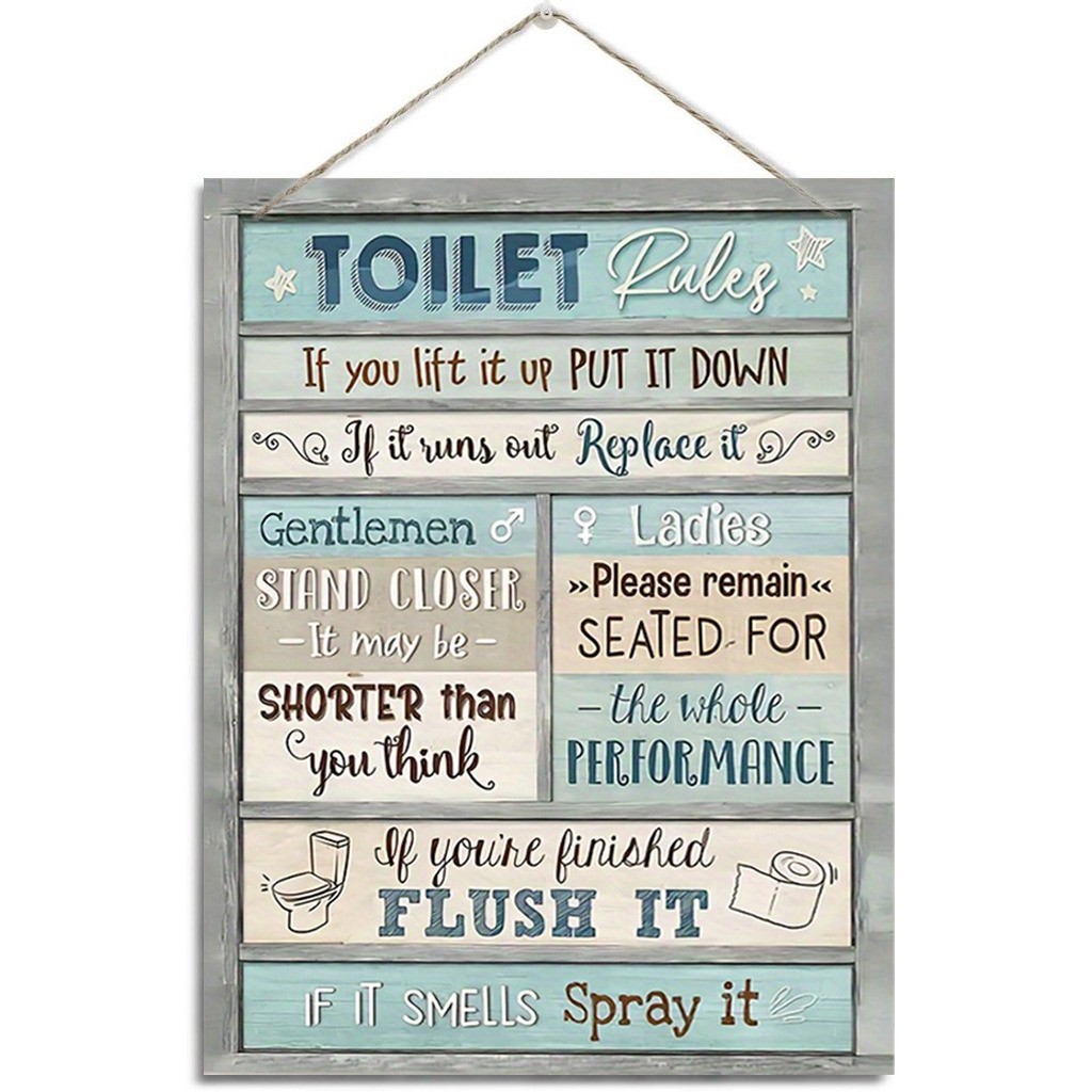1pc wooden decorative painting, hanging sign, sign, toilet rules canvas ...
