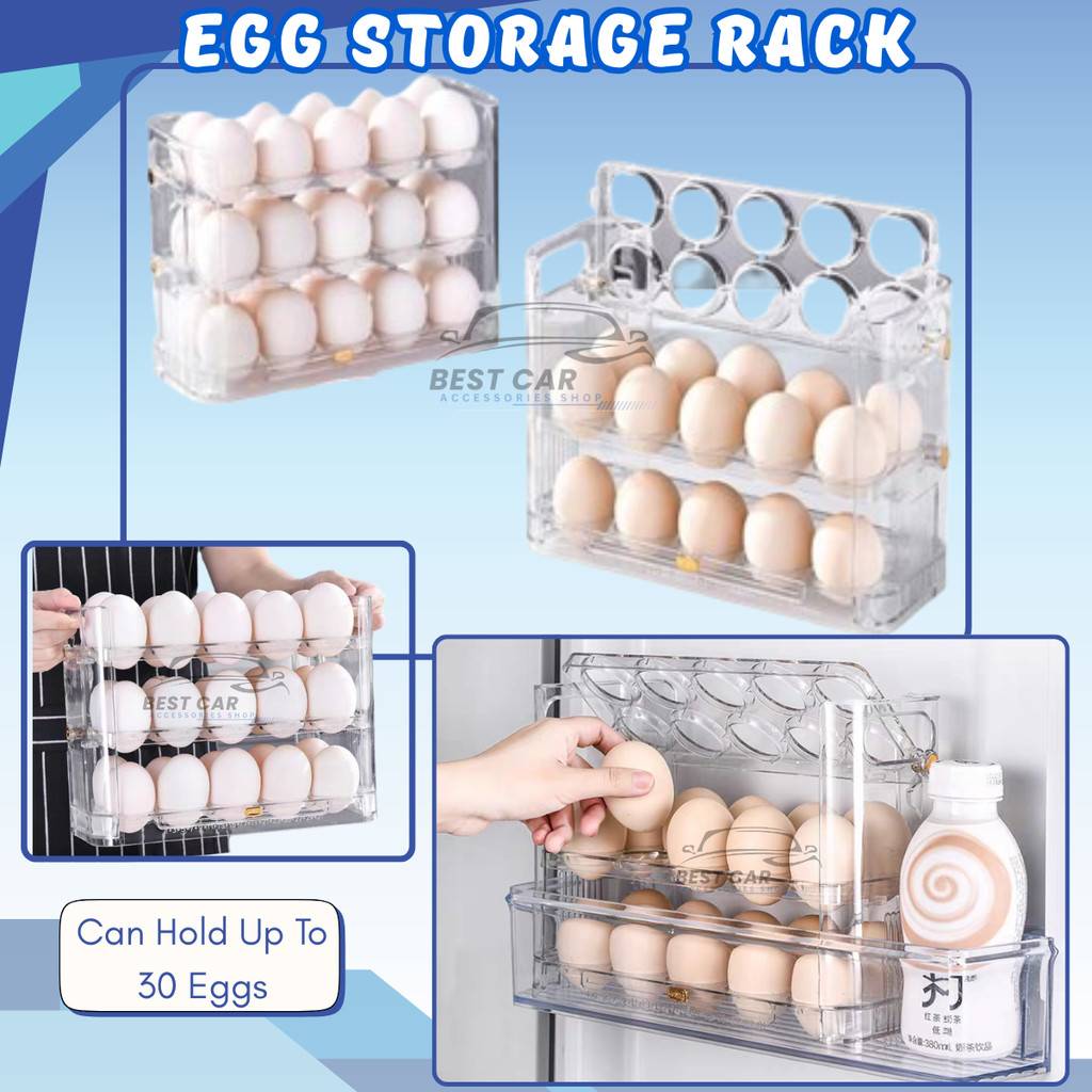 Egg Storage Box 30 Grid Three Layer Egg Storage Container Stackable ...