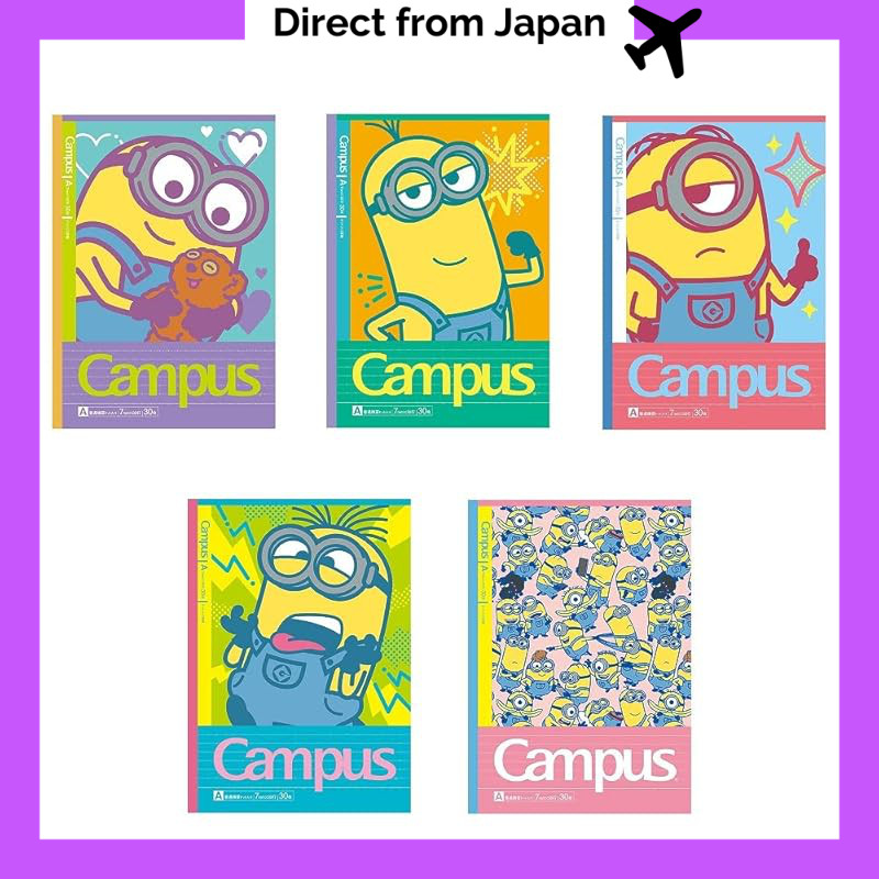 Minions Campus Notebook B5 5-Pack by Showa Note – A-Ruled with Dotted ...