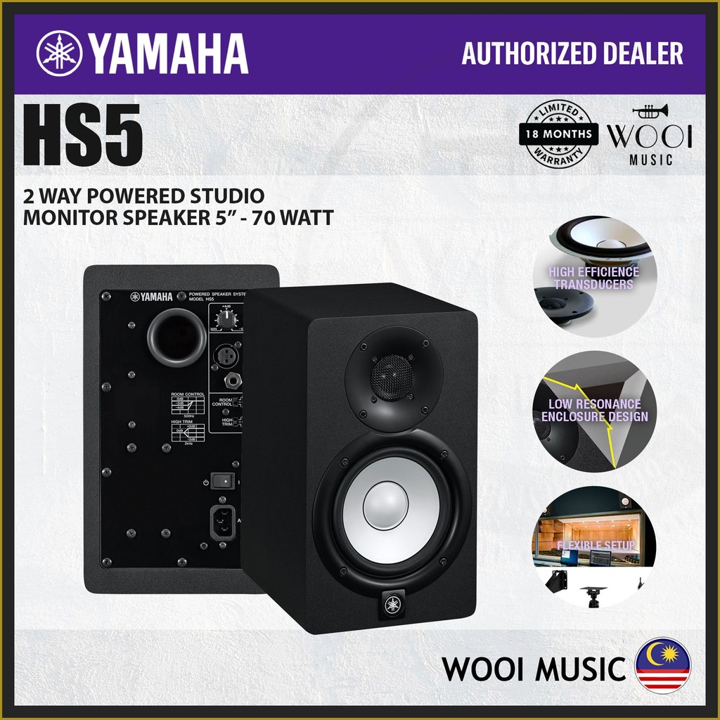 Yamaha HS5 2 Way Powered Studio Monitor Speaker 5" - 70 Watt ( Pre ...