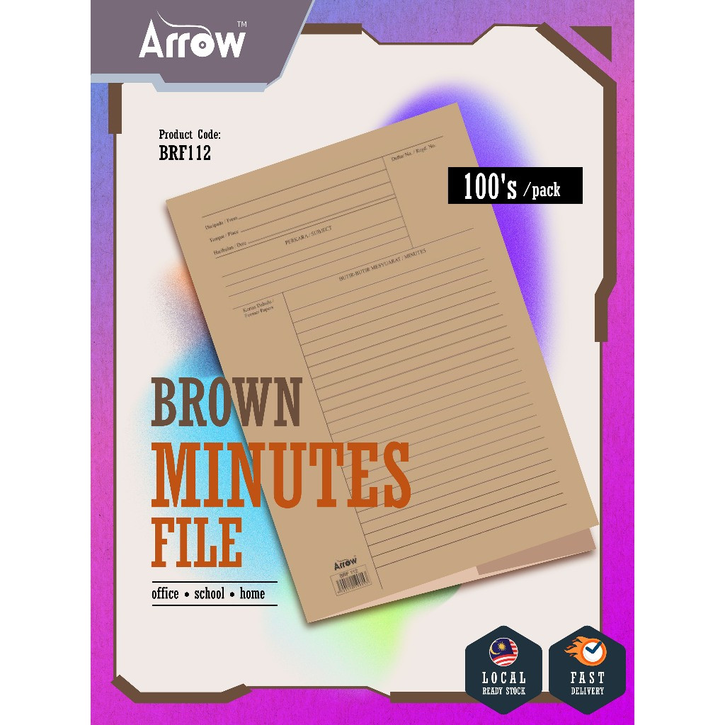 (100pcs/pack) Arrow Brown Minutes File/Brown Paper File 150gsm | Shopee ...
