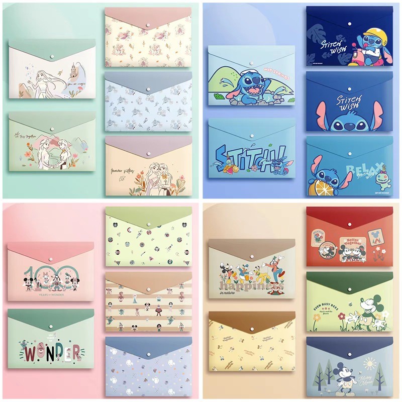 5pcs Disney A4 File Bags Mickey Stitch Waterproof Storage Information ...