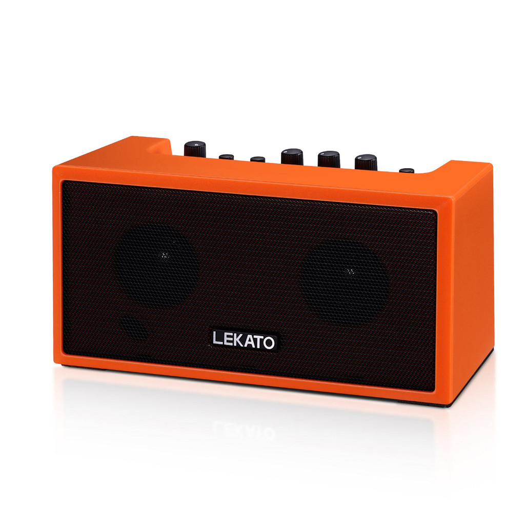 LEKATO Mini Guitar Amp Rechargeable Amplifier Electric 5W Clean/Overdrive Bluetooth Portable for ...