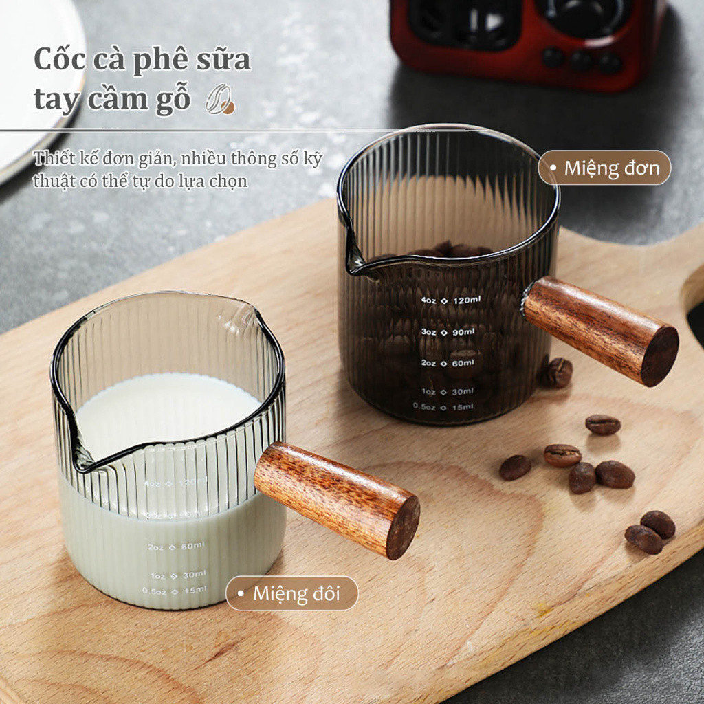 90ml 120ml Mini Wooden Handle Glass Coffee Measuring Cup Dudubird ...