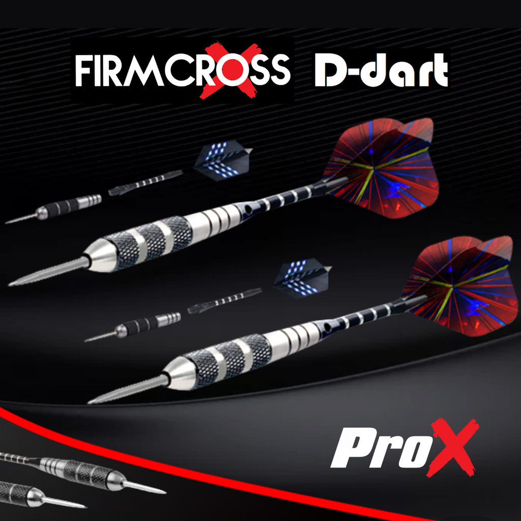 FIRMCROSS Steel tip Darts - 22G PRO X Black Silver Brass DARTS STEEL ...