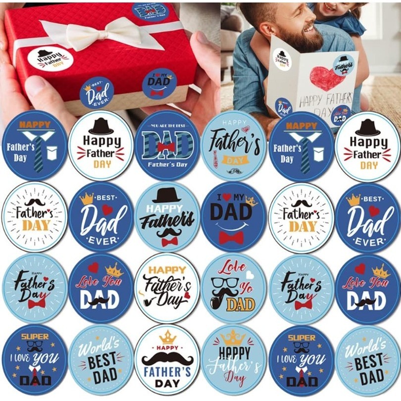 10 Sheets Happy Father's Day Stickers Design of Best Dad Label Stickers ...