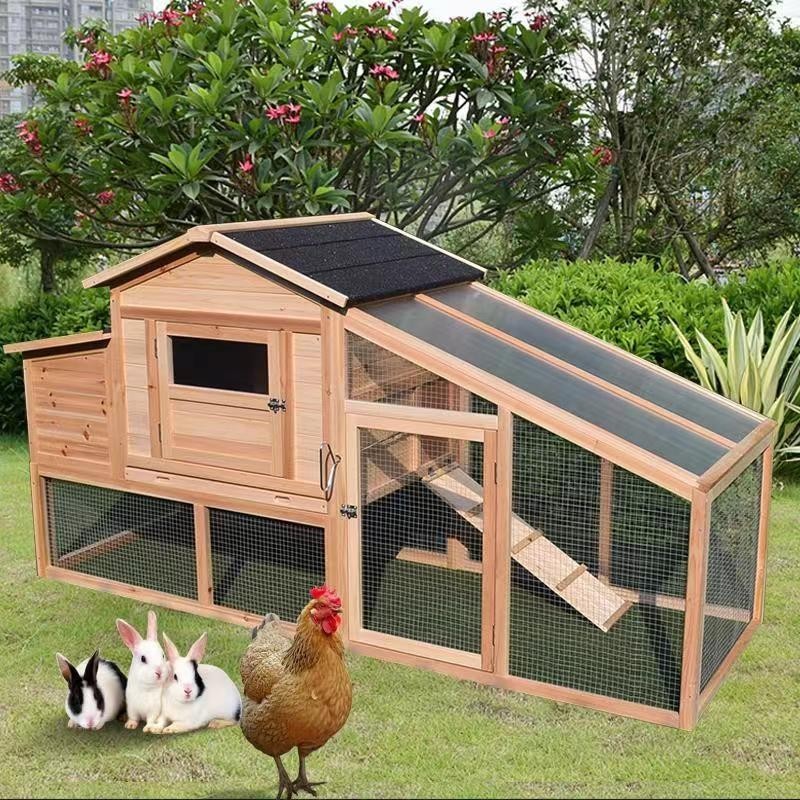 Solid Wood Chicken Coop Pet Rabbit Bunny Hutch Run Guinea Pig Cage ...