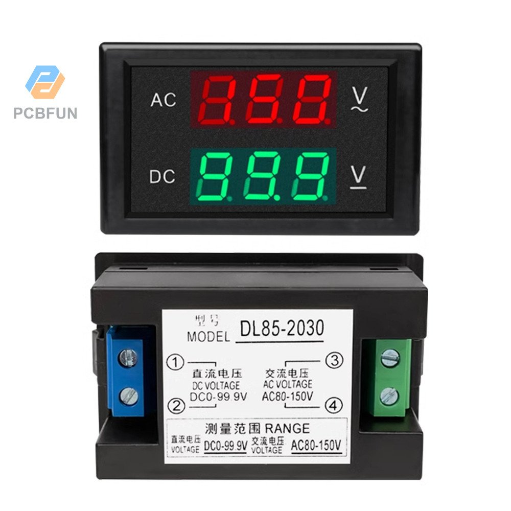 Pcbfun DL85-2030 AC/DC dual-Channel Digital Voltmeter AC 80~150V DC 0 ...