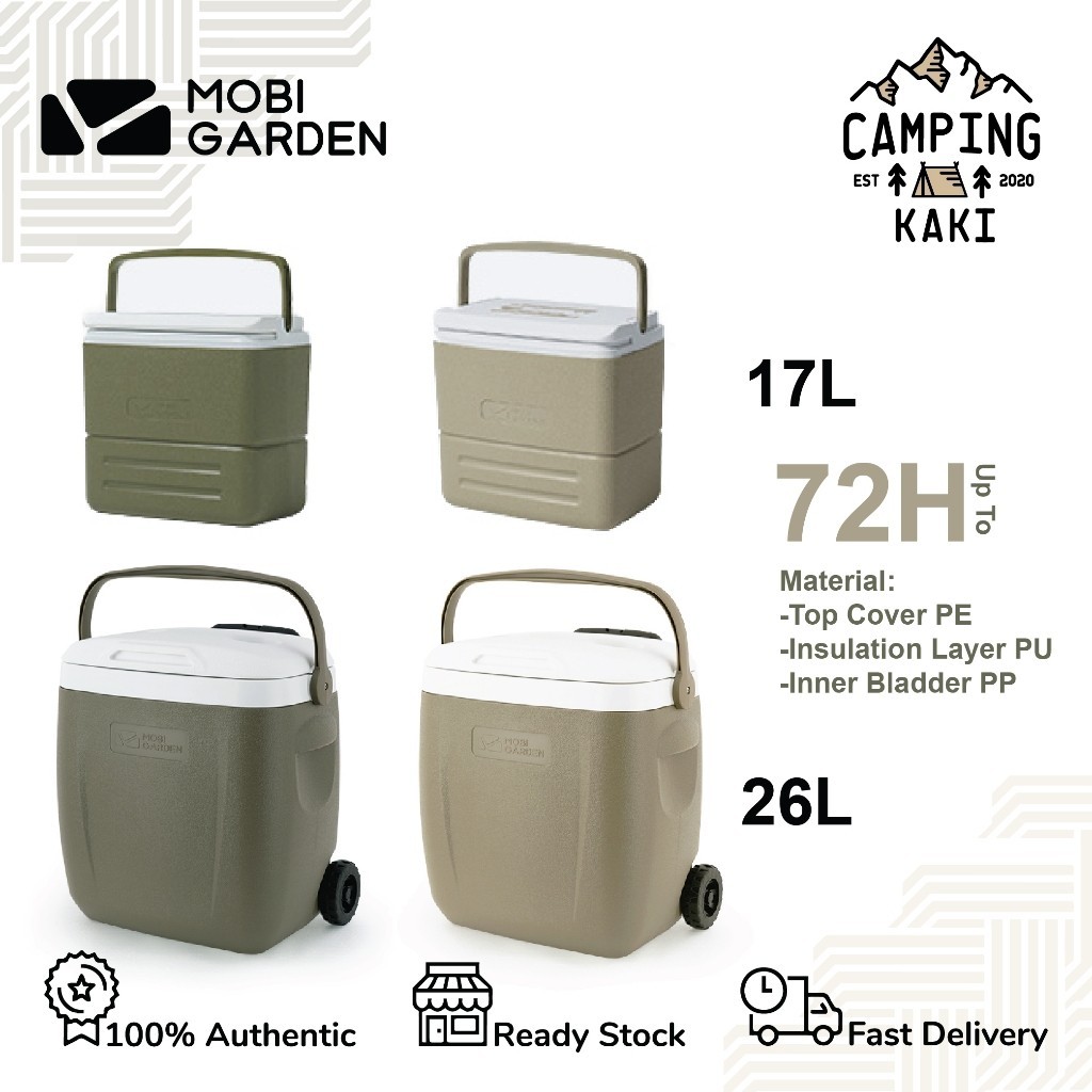 Mobi Garden Camping Cooler Ice Box 26L Cooler Box with trolley | Shopee ...