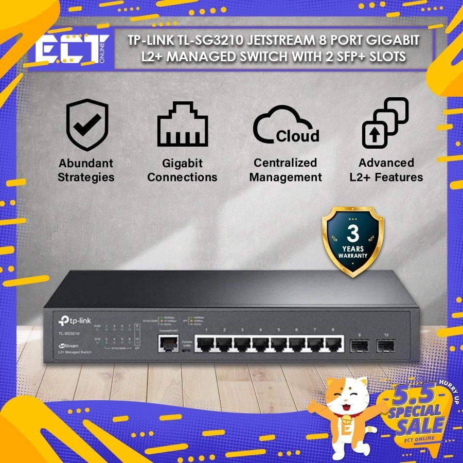 TP-Link TL-SG3210 JetStream 8 Port Gigabit L2+ Managed Switch With 2 ...