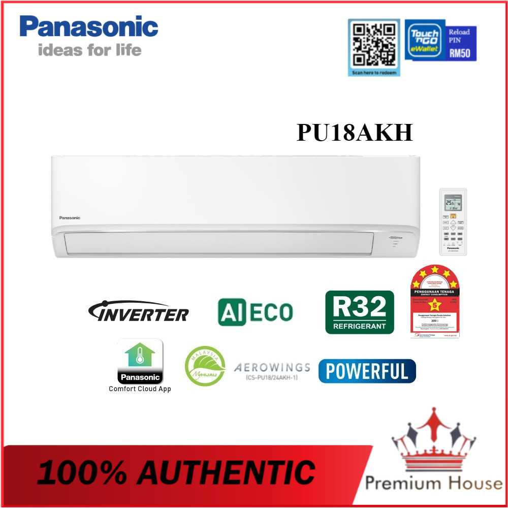 Panasonic 2.0HP PU18AKH / 2.5HP PU24AKH R32 Standard Inverter AERO PU ...